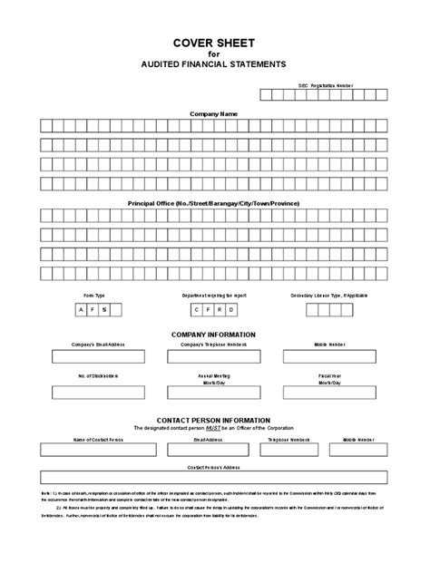 Sec Cover Sheet For Afs Business Business