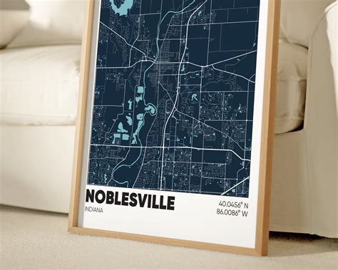Noblesville Map Print Indiana Poster Noblesville In Wall Art Etsy