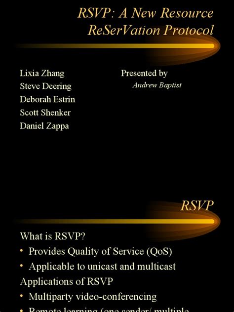 Resource Reservation Protocol Rsvp Pdf Quality Of Service