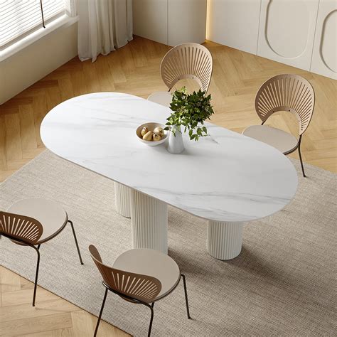 551 Modern Round Sintered Stone Dining Table Seats 4 6 People｜homary