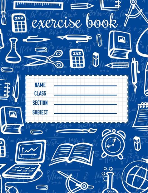 Notebook Cover Template With School Supplies 16540432 Vector Art At