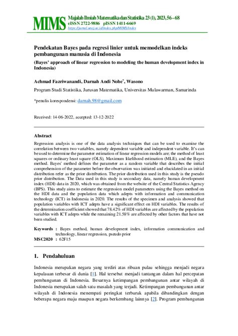 Pdf Bayes Approach Of Linear Regression To Modeling The Human
