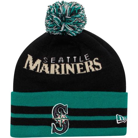 New Era Seattle Mariners Wide Point Knit Hat Navy Blue Green