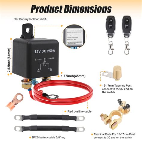 Battery Disconnect Switch Remote 250a 12v Negative Terminal Kill