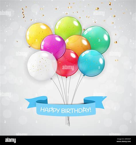Color Glossy Happy Birthday Balloons Banner Background Illustration