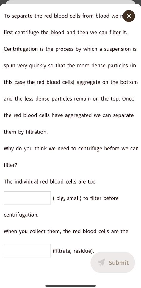 To Separate The Red Blood Cells From Blood We N X First Centrifuge The