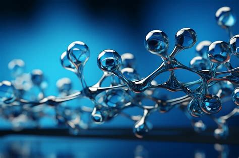 Premium Photo Horizontal Banner With Model Of Abstract Molecular Structure Background Of Blue
