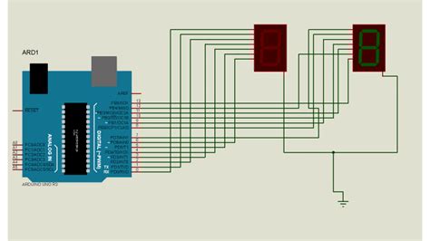 multiple seven segment display with arduino in proteus