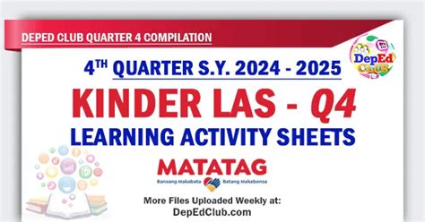 Kindergarten Matatag Learning Activity Sheets Las Q4 Week 4 March 3